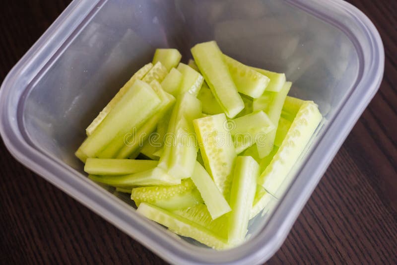 Cut Fresh Cucumber Closeup on the Table Stock Image - Image of fresh ...