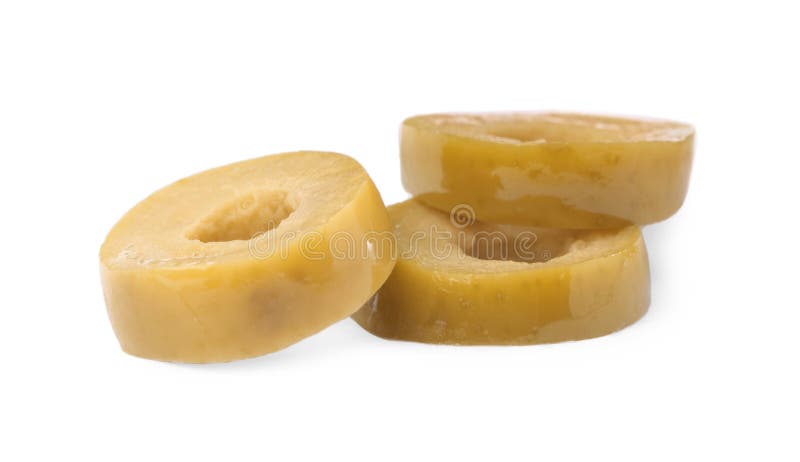 Cut Fresh Green Olives on White Background Stock Image - Image of ...