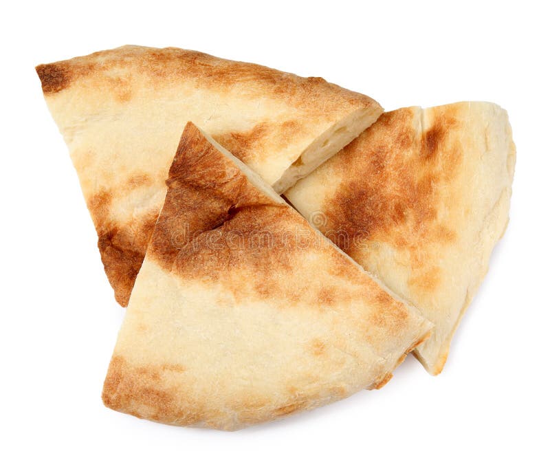 Cut Fresh Pita Bread on White Background, Top View Stock Image - Image ...