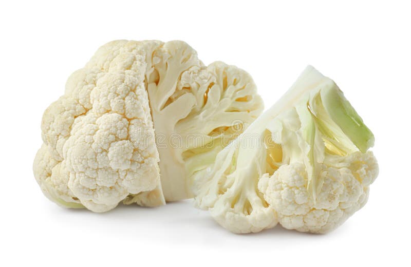 Cut Fresh Raw Cauliflower on White Background Stock Photo - Image of ...