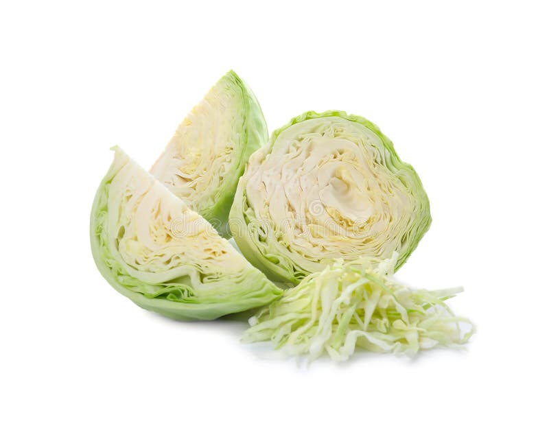 Cut Fresh Ripe Cabbage on White Background Stock Photo - Image of ...
