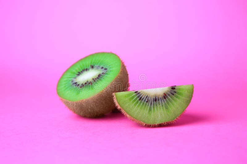 Cut Fresh Ripe Kiwi on Pink Background Stock Photo - Image of freshness ...