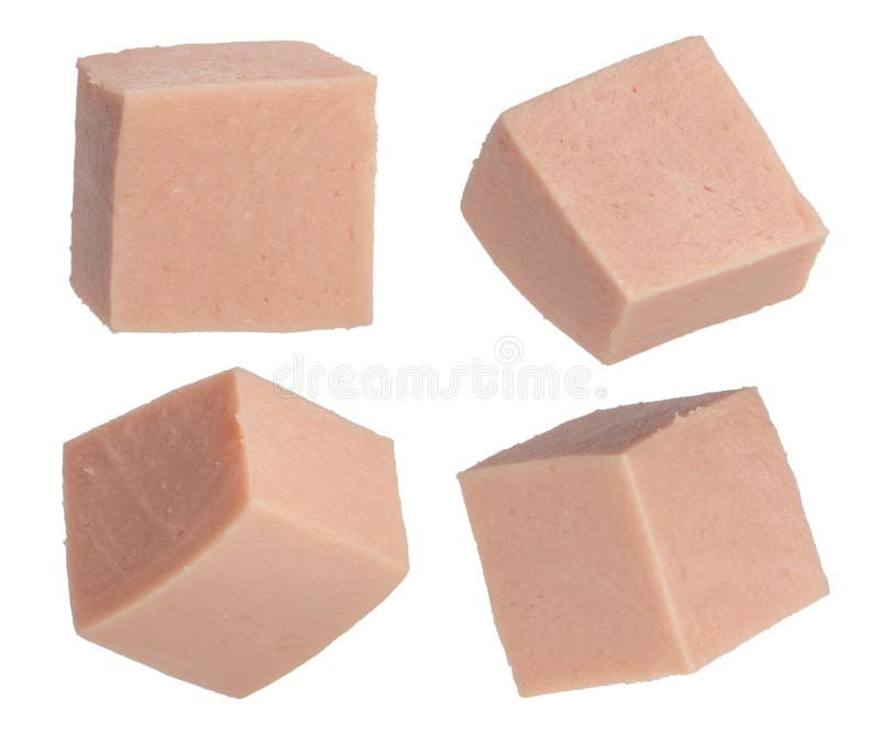 Cut Fresh Turkey Sausage Isolate into Squares. Cubes of Turkey Sausage ...