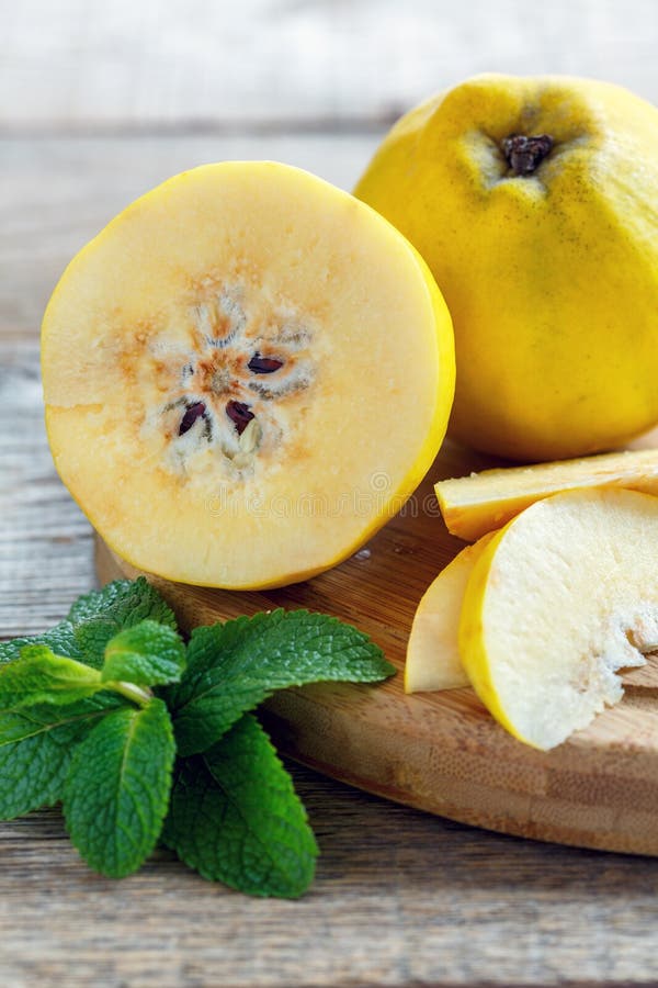 Cut the Fruit Quince Close-up. Stock Photo - Image of eating, nature ...
