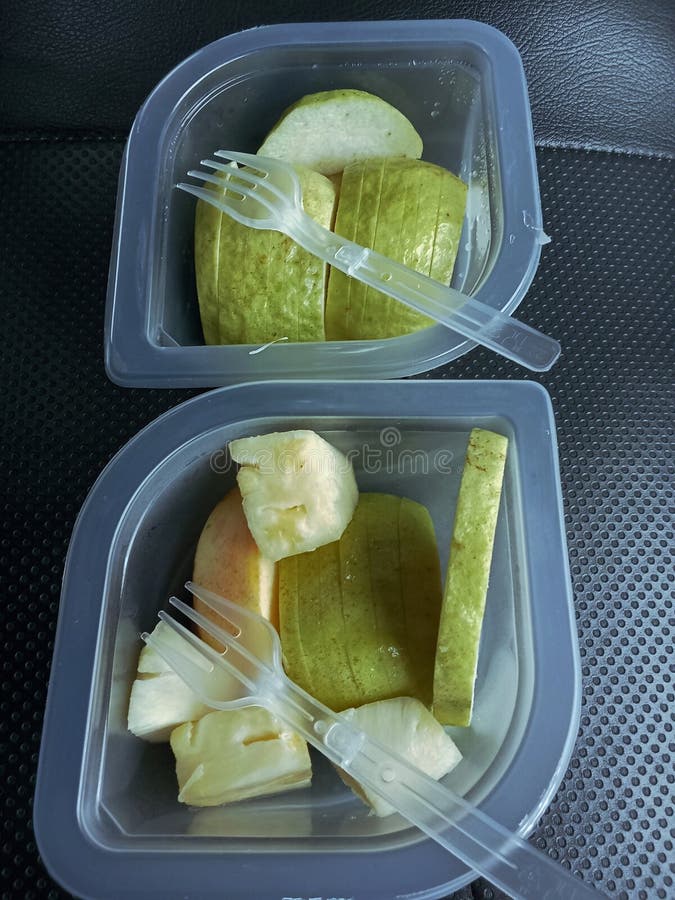 Cut Fruit Served in a Plastic Container Stock Photo - Image of plant ...