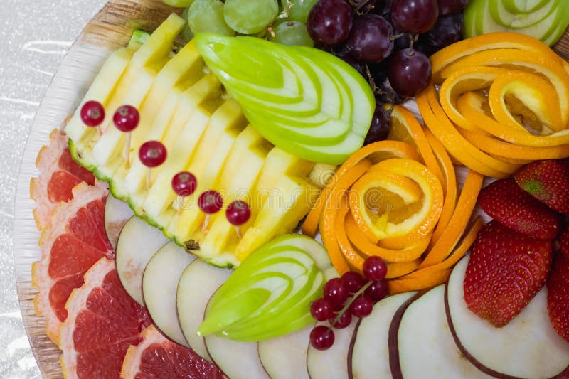 Cut Fruits are Arranged on a Tray Stock Photo - Image of orange, item ...