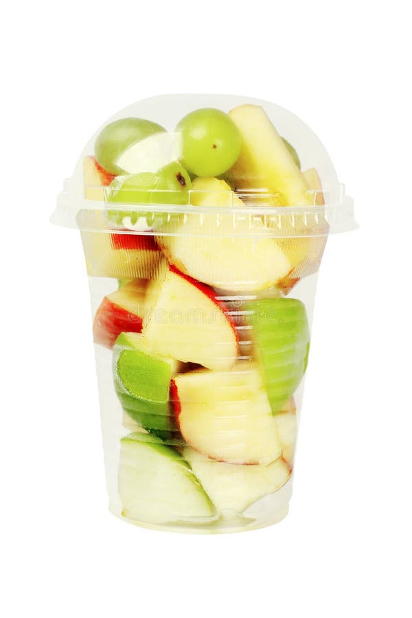 Cut Fruits in Plastic Cup stock photo. Image of isolated - 59028708