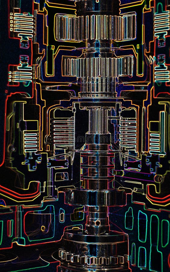 Cut through gearbox stock illustration. Illustration of metal - 798504