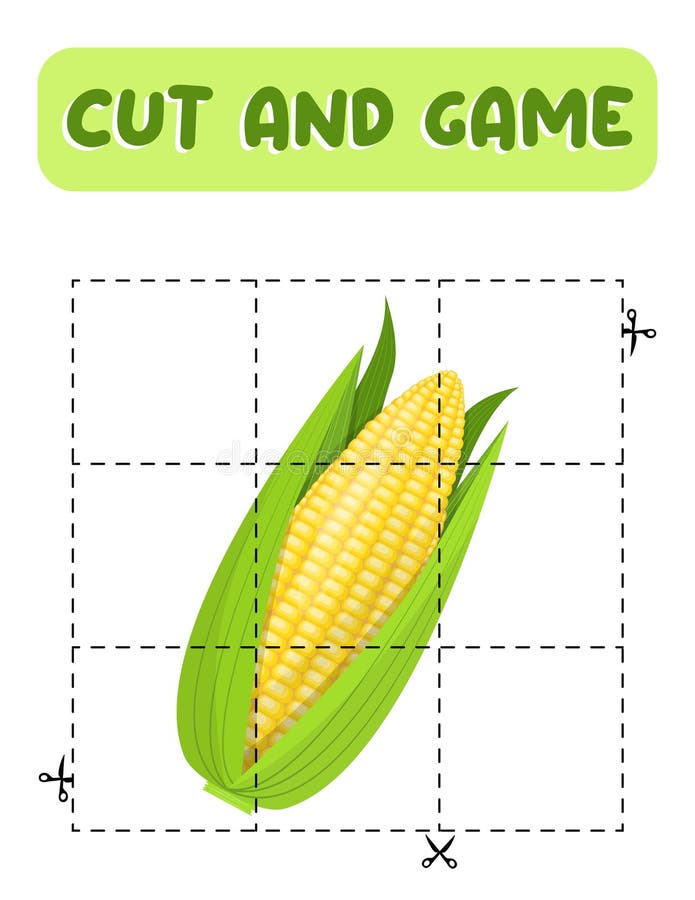 Cut and glue. Corn stock vector. Illustration of preschool - 287592446
