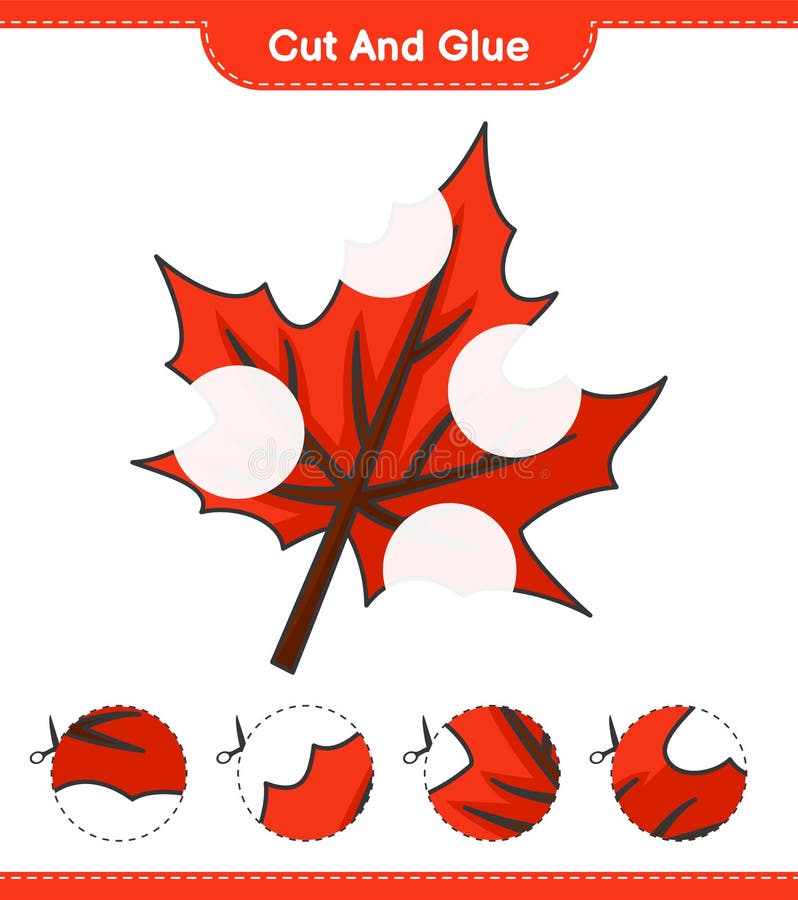 Cut and Glue, Cut Parts of Maple Leaf and Glue Them. Educational ...