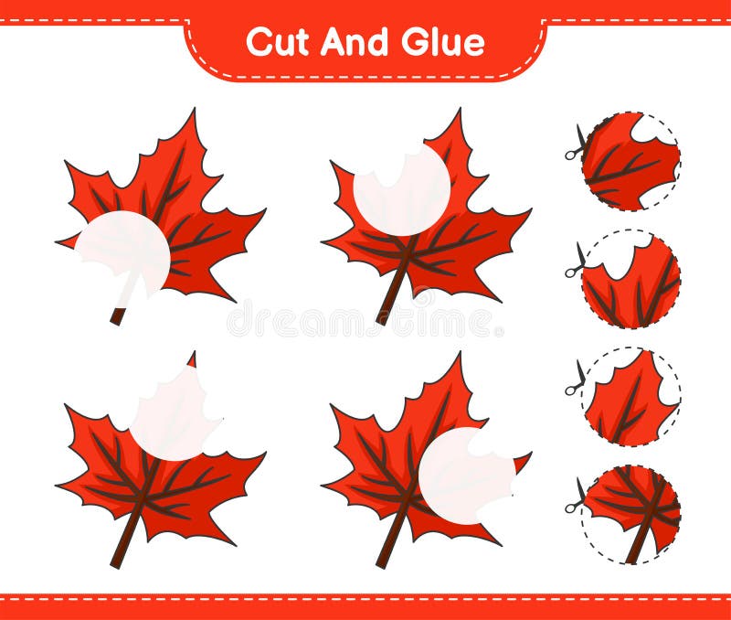 Cut and Glue, Cut Parts of Maple Leaf and Glue Them. Educational ...