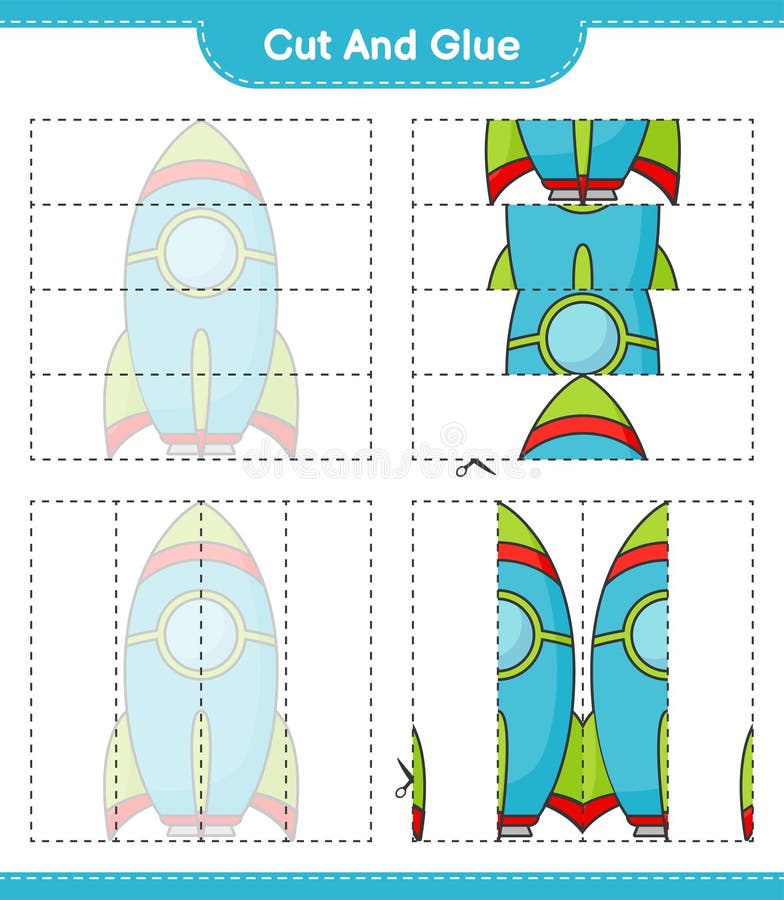 Cut and Glue, Cut Parts of Rocket and Glue Them. Educational Children ...