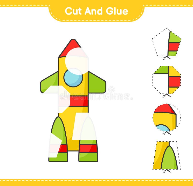Cut and Glue, Cut Parts of Rocket and Glue Them. Educational Children ...