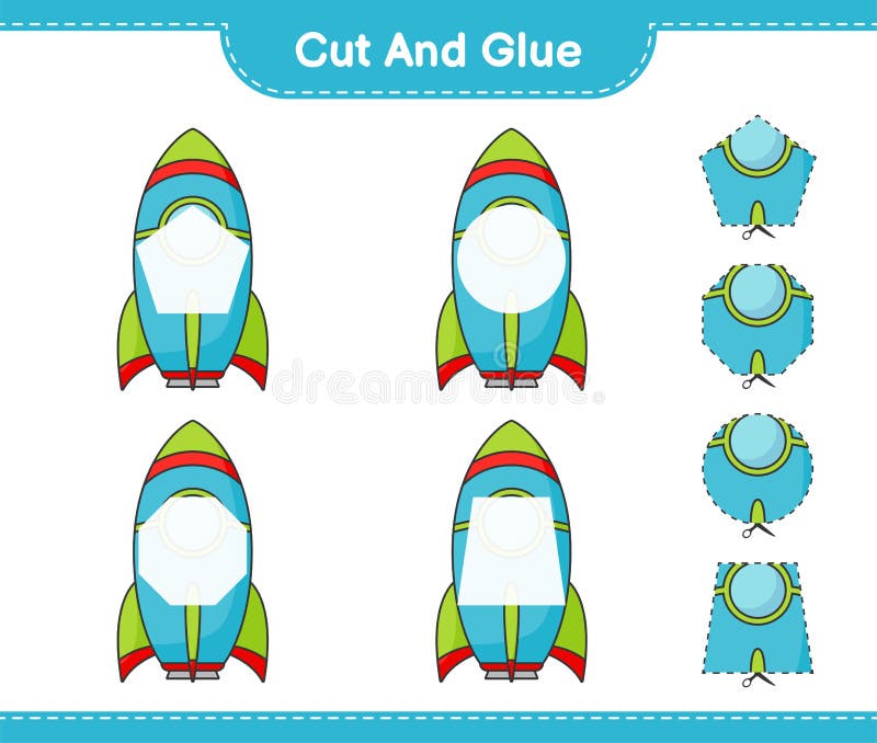 Cut and Glue, Cut Parts of Rocket and Glue Them. Educational Children ...