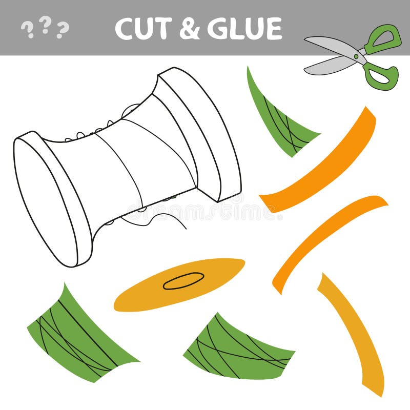 Cut and Glue - Simple Game for Kids. Needle with Thread and Spool Stock ...