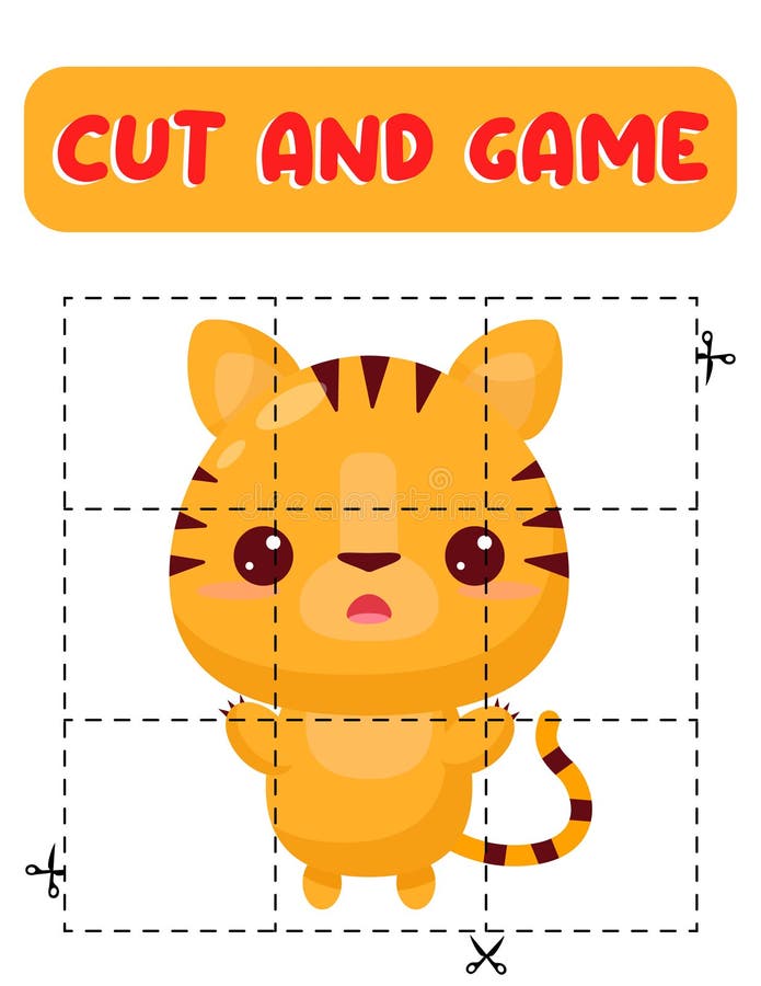 Cut and Glue Tiger. Educational Children Game, Printable Worksheet ...