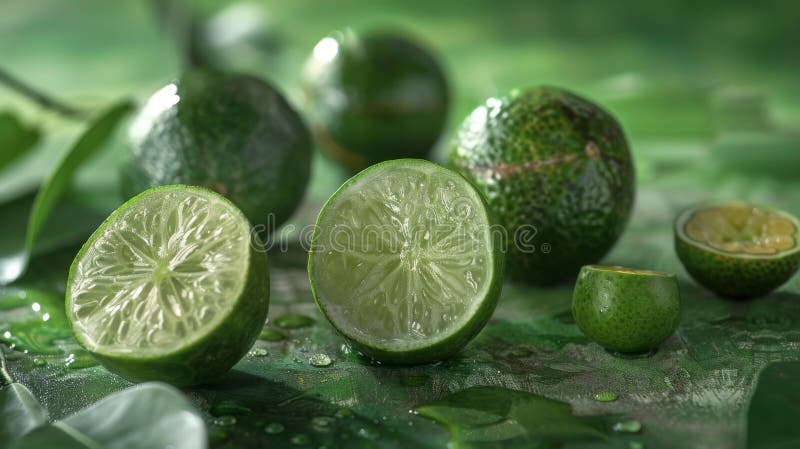 Calamansi or Green Orange Fruits Vector Illustration.Set of Green ...