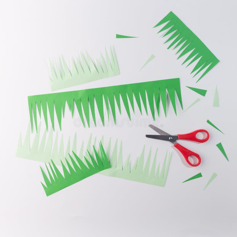Green Paper Grass Craft, DIY Instructions, Recycling Concept Stock ...