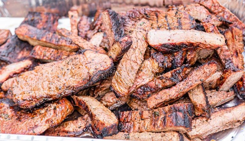 Cut Grilled Steak for a Cookout Stock Image - Image of grilled, cookout ...