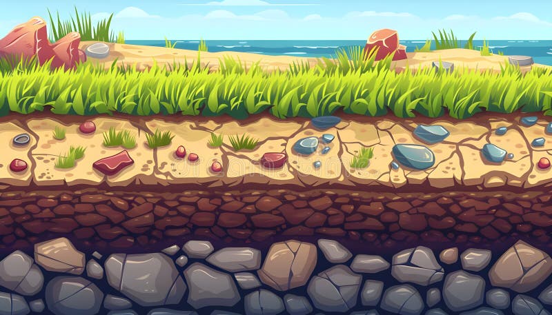 Cut ground layer for game stock illustration. Illustration of moisture ...