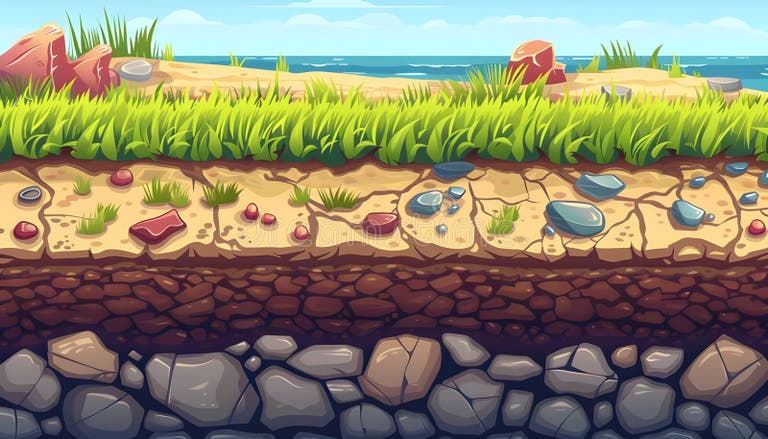 Cut ground layer for game stock illustration. Illustration of moisture ...