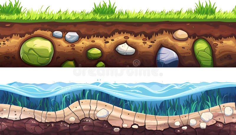 Cut ground layer for game stock illustration. Illustration of surface ...