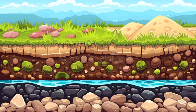 Cut ground layer for game stock illustration. Illustration of gravel ...