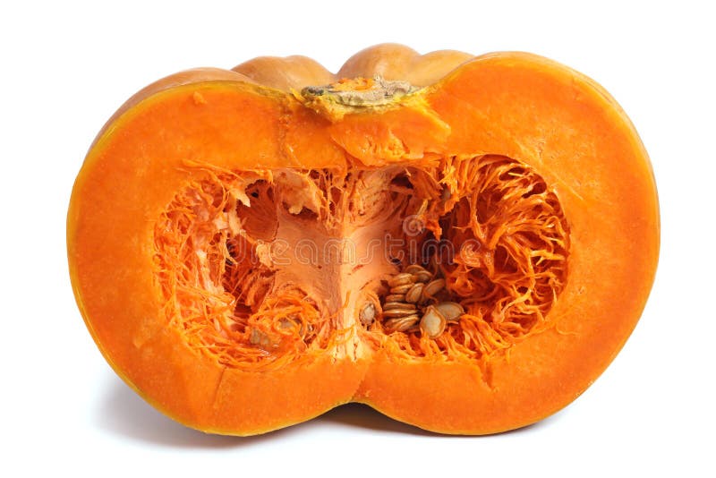 Cut in Half Orange Ripe Pumpkin Isolated on White Stock Image - Image ...