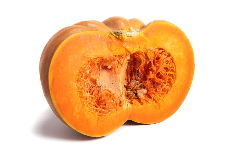 Cut in Half Orange Ripe Pumpkin Isolated on White Stock Image - Image ...