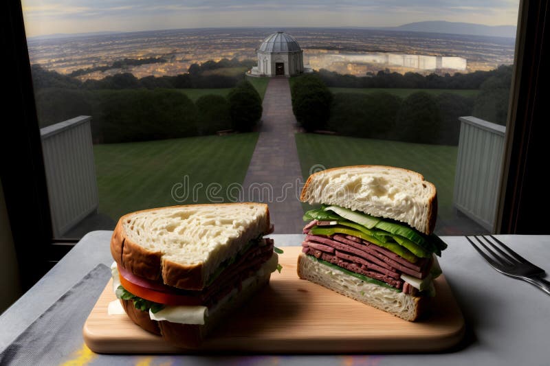A Cut in Half Sandwich Sitting on Top of a Cutting Board. Generative AI ...