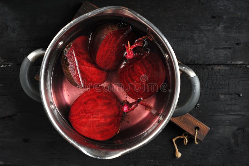 Cut into Halves of Beets in a Pot of Water Stock Photo - Image of juicy ...