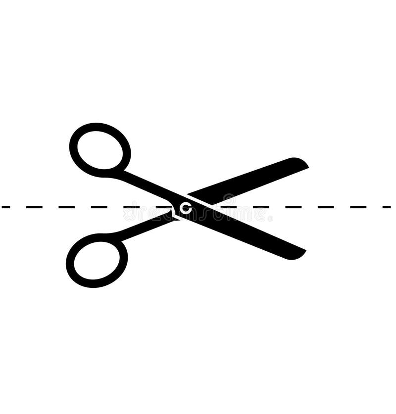 Cut Here Line Icon Pack Symbol. Paper Cut Icon with Dotted Line ...