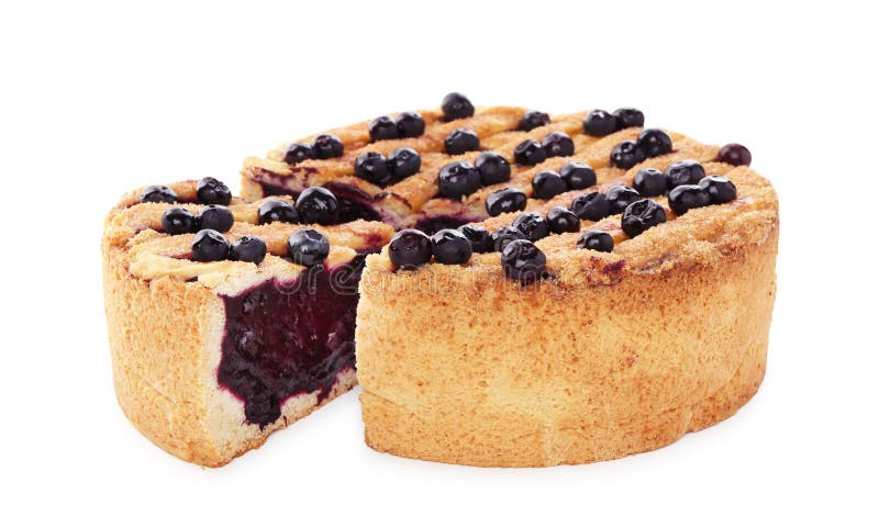 Cut Homemade Blueberry Pie Isolated on White Stock Image - Image of ...