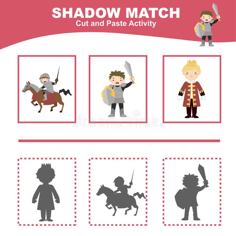 Cut the Image in Each Box and Glue it on Each Shadow Stock Vector ...