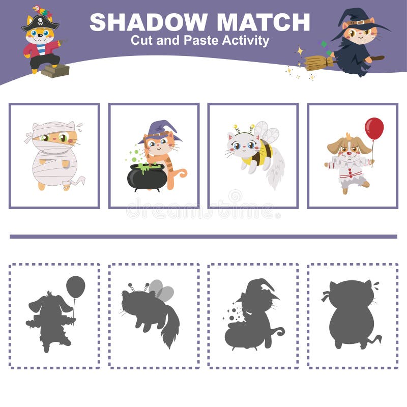 Cut the Image in Each Box and Glue it on Each Shadow Worksheet Stock ...