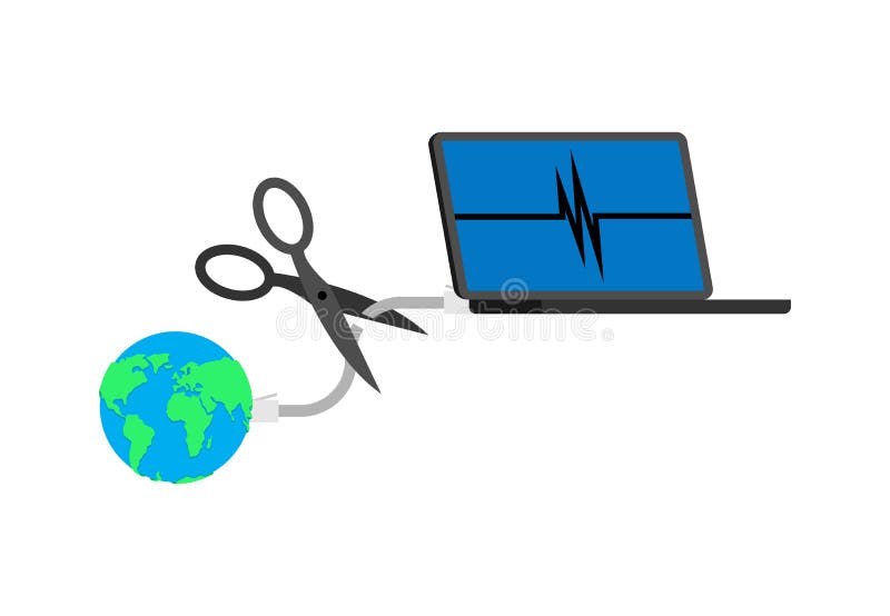 Cut Internet Cable. End of Internet Stock Vector - Illustration of cord ...