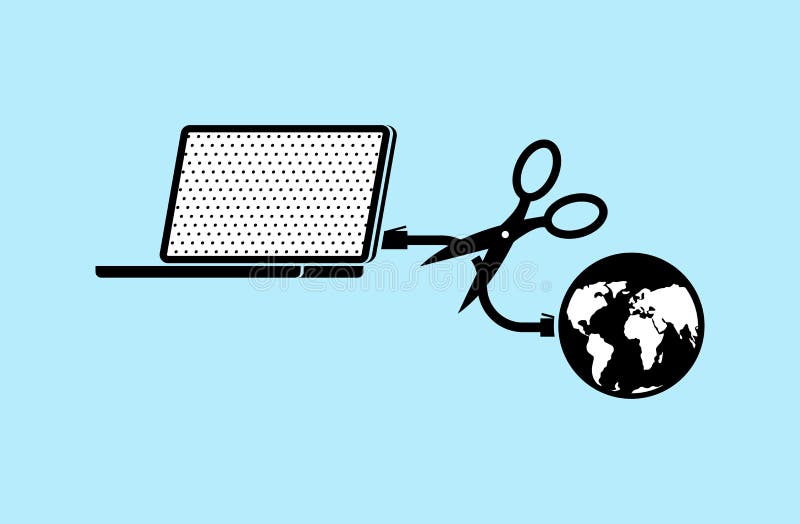 Cut Internet Cable. End of Internet Stock Vector - Illustration of ...