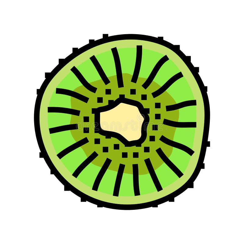 Cut Kiwi Fresh Color Icon Vector Illustration Stock Illustration ...
