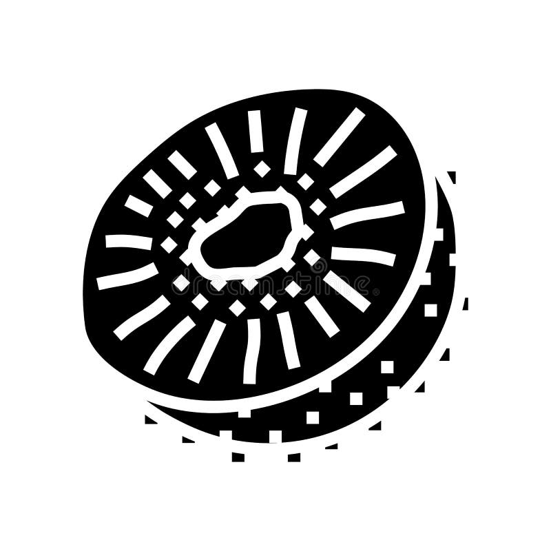 Cut Kiwi Fruit Glyph Icon Vector Illustration Stock Illustration ...