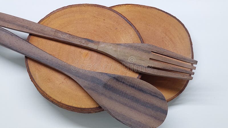 Cut Lacquered Tree Plus Spoon and Fork Made of Mahogany Tree Stock ...