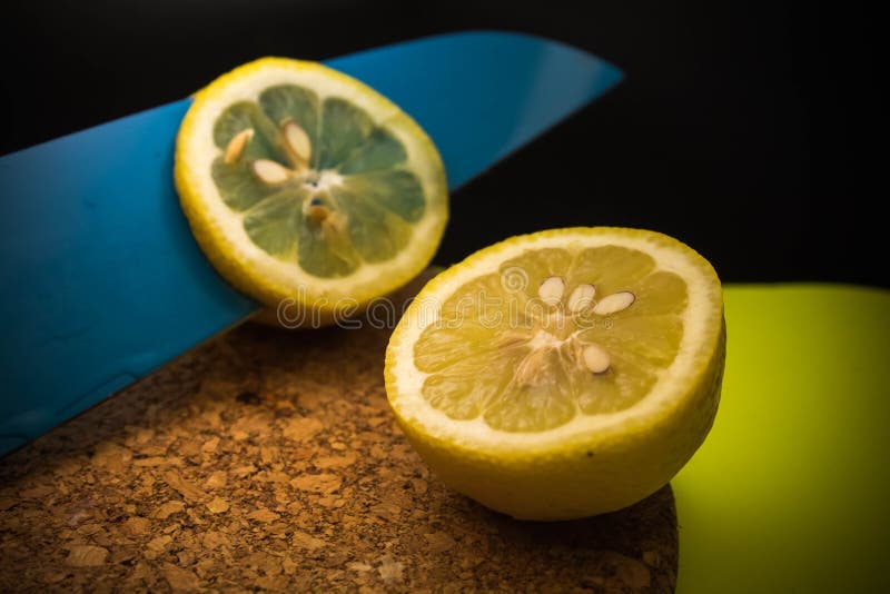 Cut Lemon Closeup stock image. Image of object, gourmet - 119998381