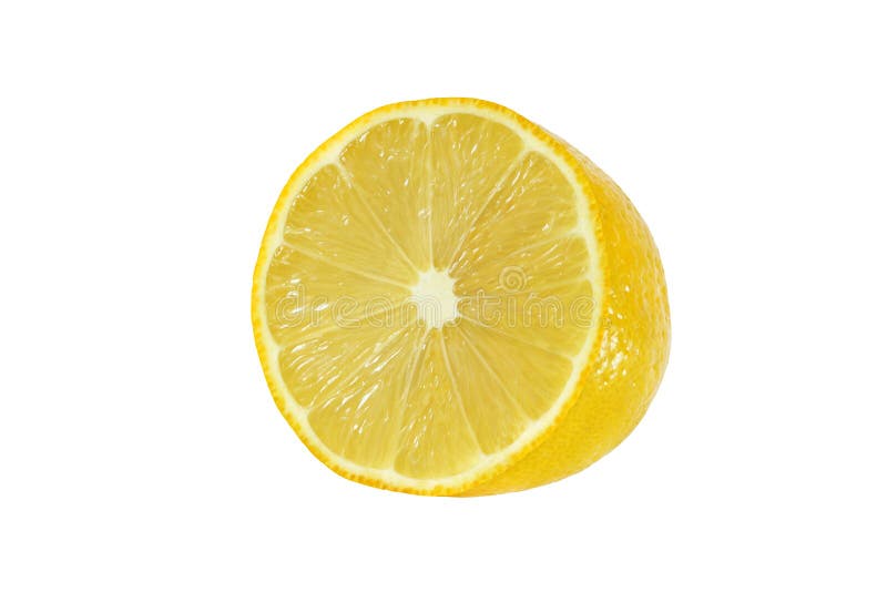 Lemon Cut into Two Round Pieces Isolated on White Background with ...