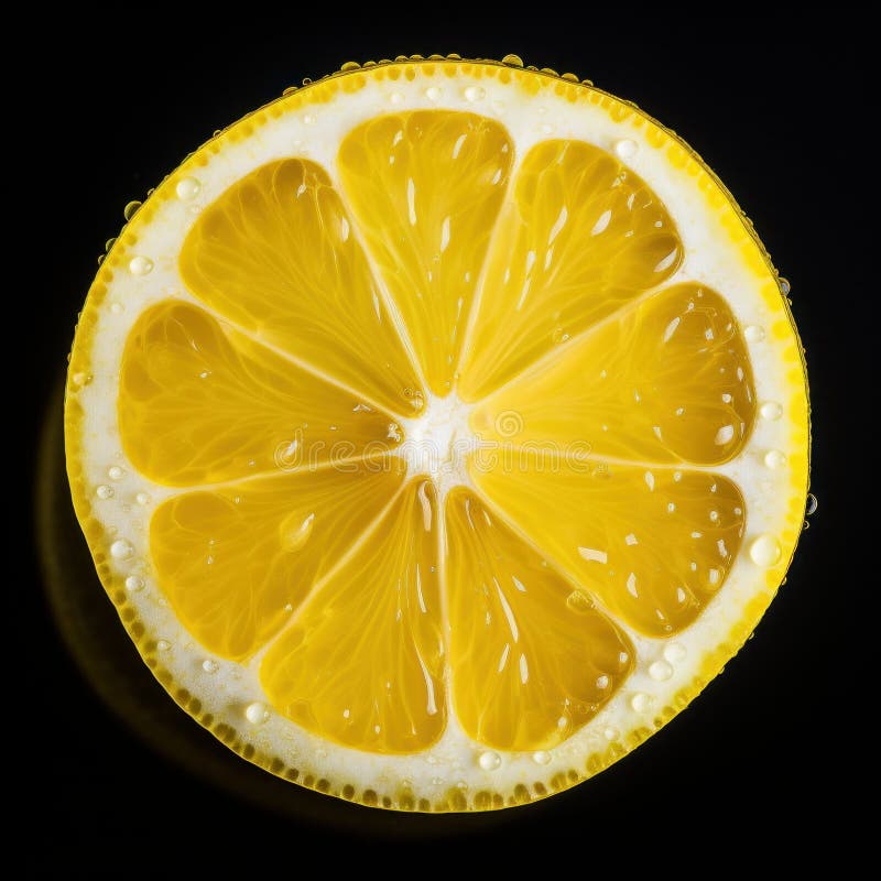 A Cut Lemon Isolated on Black Background Generative AI Stock ...