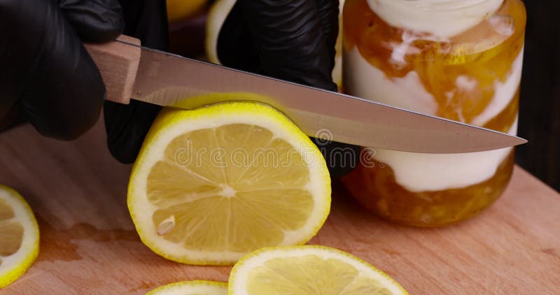 Cut the Lemon into Pieces on the Table Stock Video - Video of diet ...