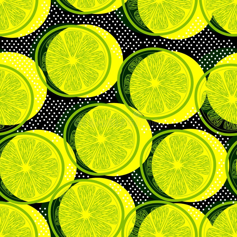 Cut Lemons Seamless Pattern Stock Vector - Illustration of dessert ...
