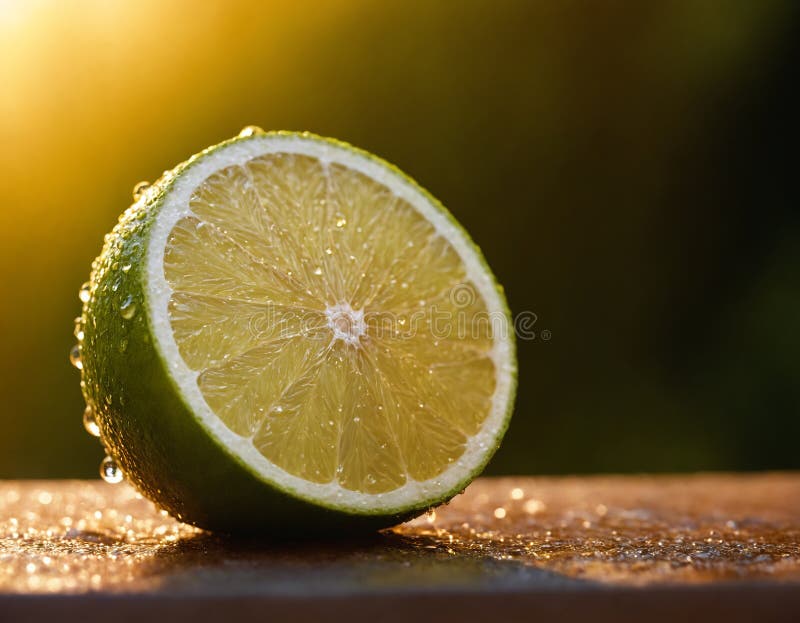 Cut Lime, Fruit, Macro, Portrait. Fresh Lime with Water Drops Stock ...