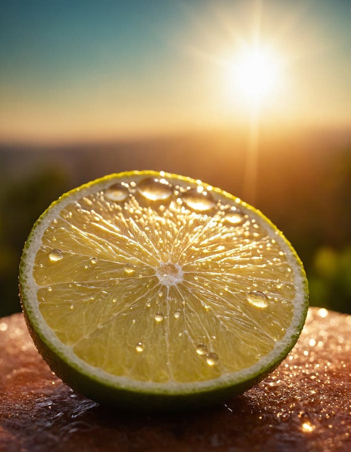 Cut Lime, Fruit, Macro, Portrait. Fresh Lime with Water Drops Stock ...