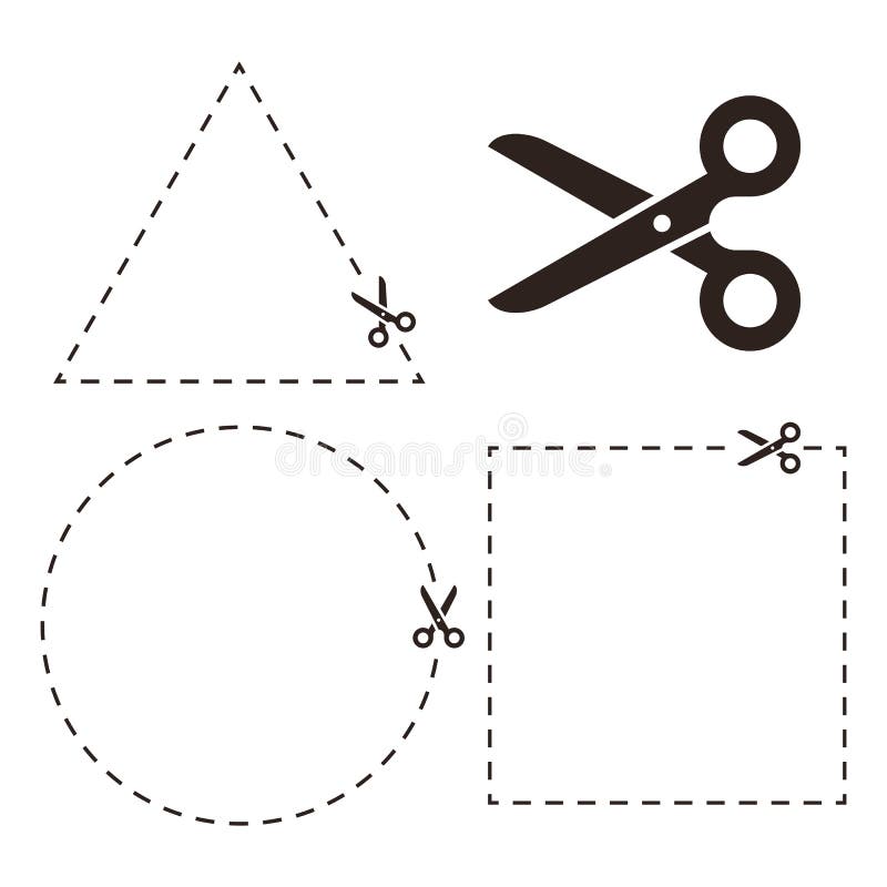 Cut Line with Scissors. Cut Here Symbol Stock Vector - Illustration of ...