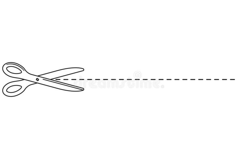Cut Line Scissors Vector stock vector. Illustration of sign - 309681132