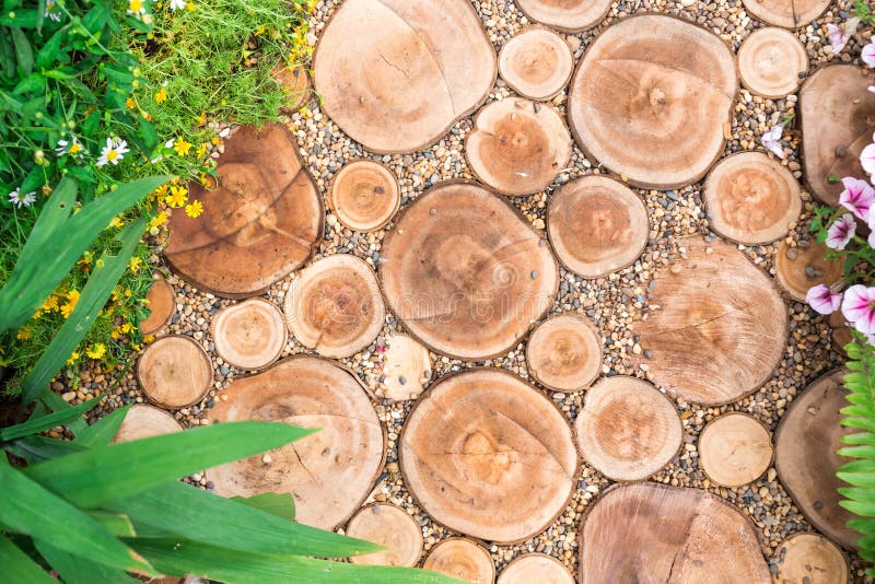 Cut Logs, Path, Garden Decorative Stock Image - Image of backyard ...